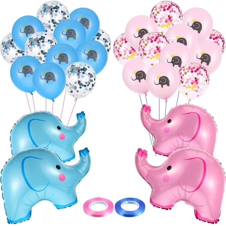 44 Pieces Elephant Balloons Pink Blue Mylar Elephant Balloons, Latex ...