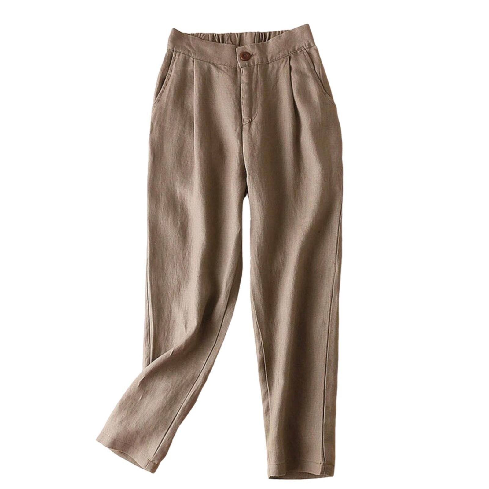 Click here for Timegard Cotton Linen Pants For Women Elastic High... prices