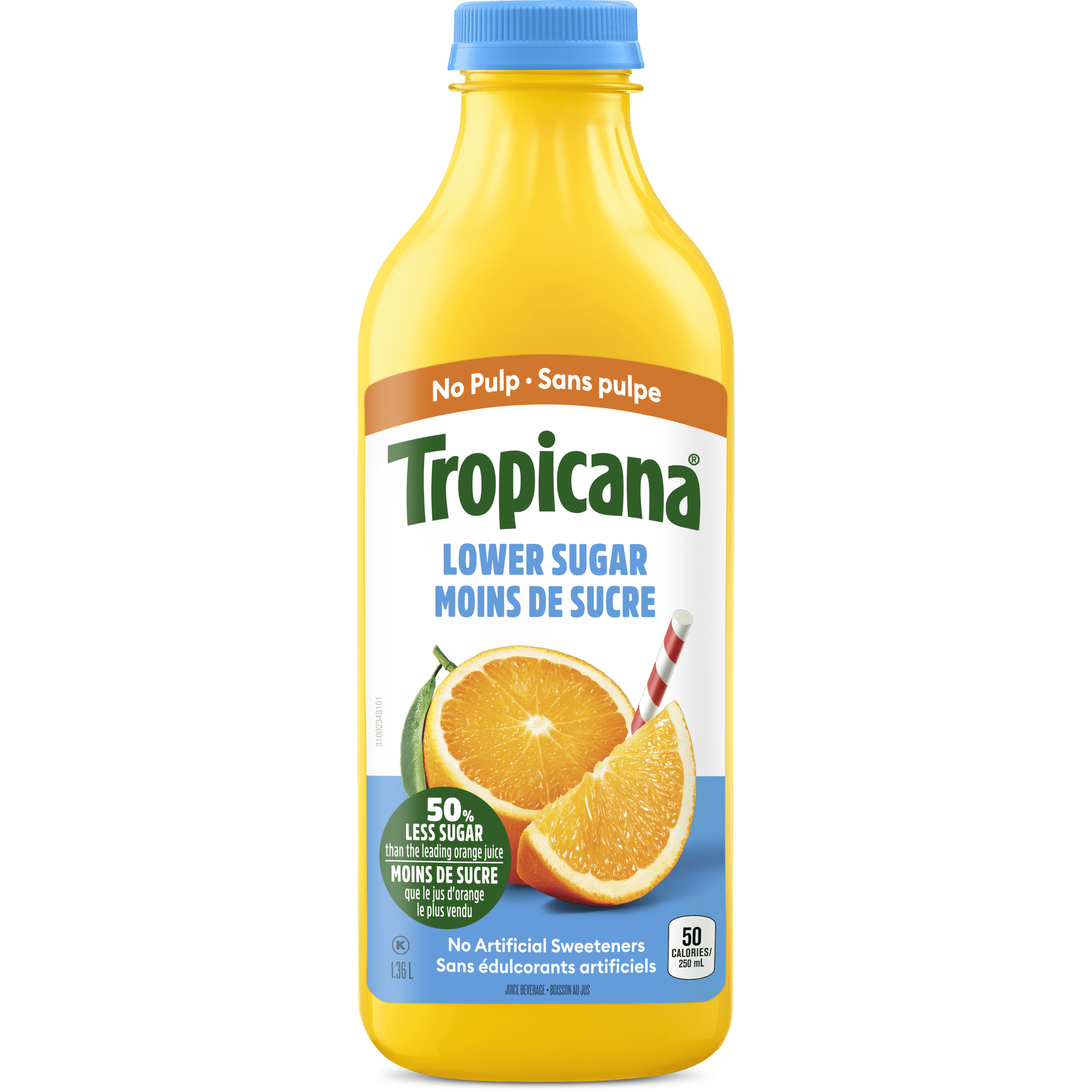 Click here for Tropicana Lower Sugar Orange No Pulp 1.36l 1.36l prices