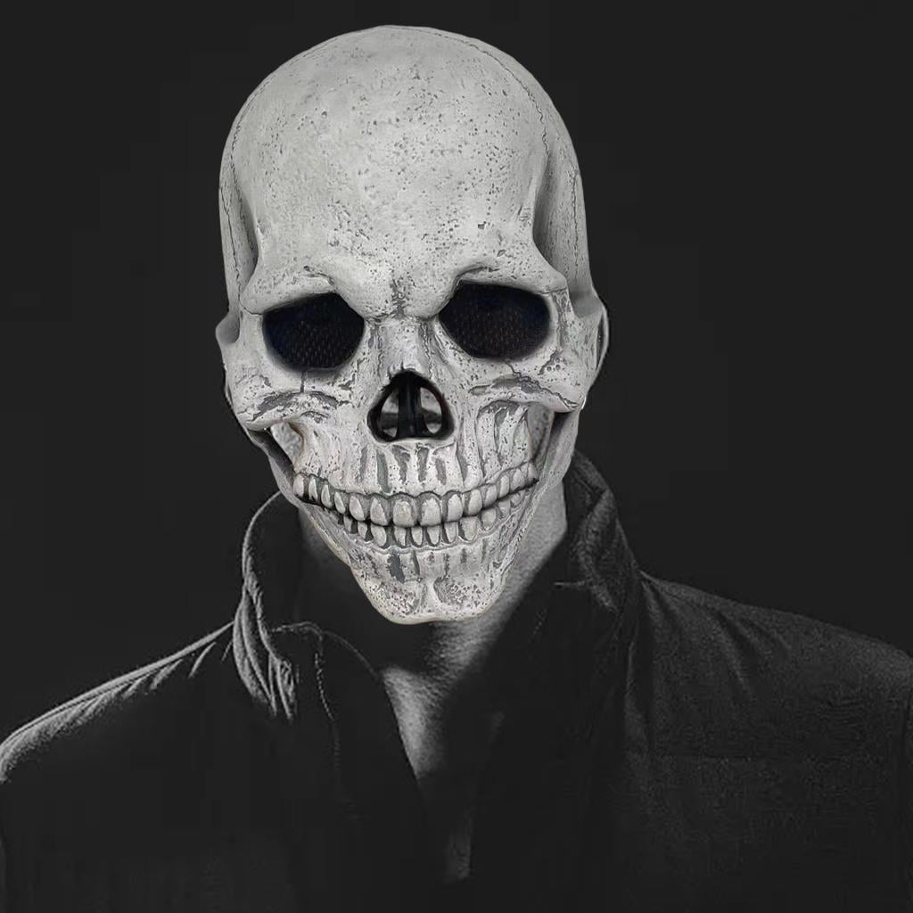 Casco de látex realista Hugo de cabeza completa de Halloween con mandíbula móvil color claro ...