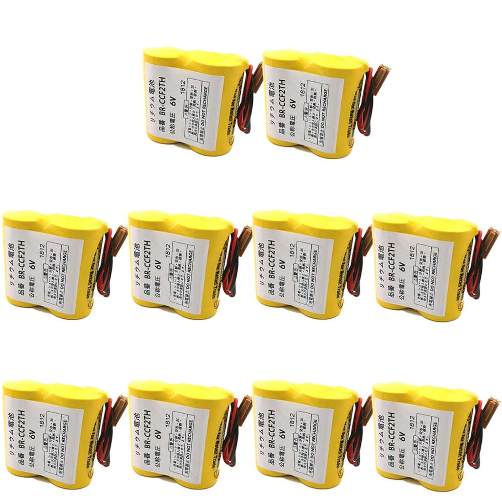 (Pack of 10) BR-CCF2TH 6V 5000mAh PLC Lithium Replacement Battery with Plug for Fanuc A98L-0001 ...