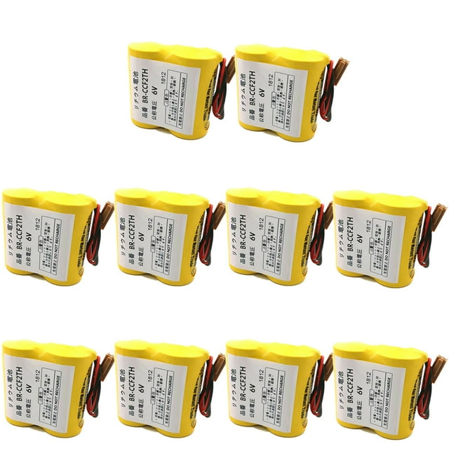 (Pack of 10) BR-CCF2TH 6V 5000mAh PLC Lithium Replacement Battery with Plug for Fanuc A98L-0001 ...