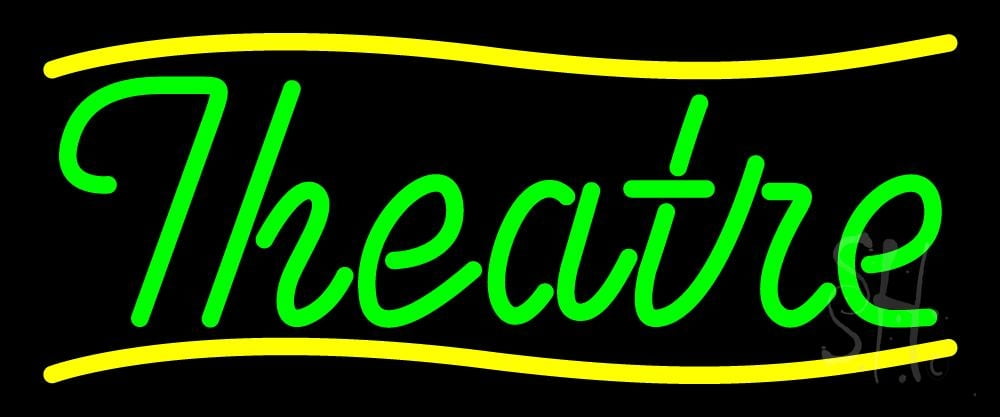 Green Theatre LED Neon Sign 10" Tall x 24" Wide - inches Black Square ...