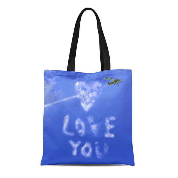 JSDART Canvas Tote Bag Blue Writing Love You Message in the Sky ...