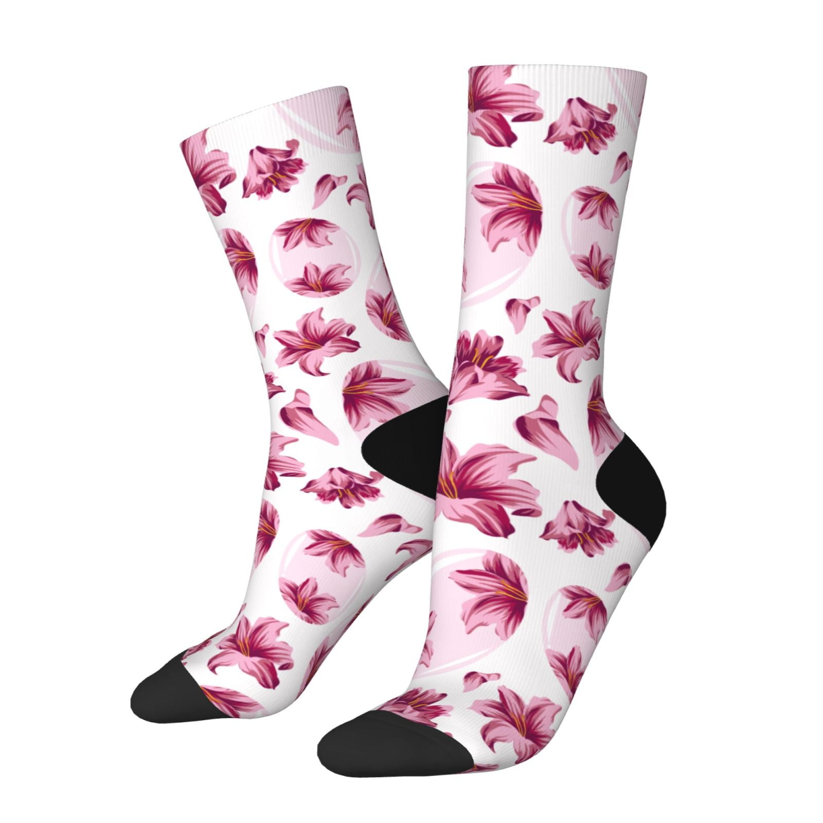 Bingfone Lilies Flowers Print Compression Socks for Women and Men Long ...