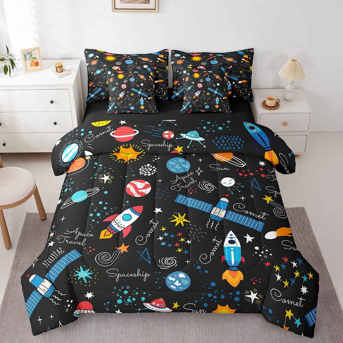 Click here for Yst 7pcs Space Theme Comforter Set Full Size For K... prices