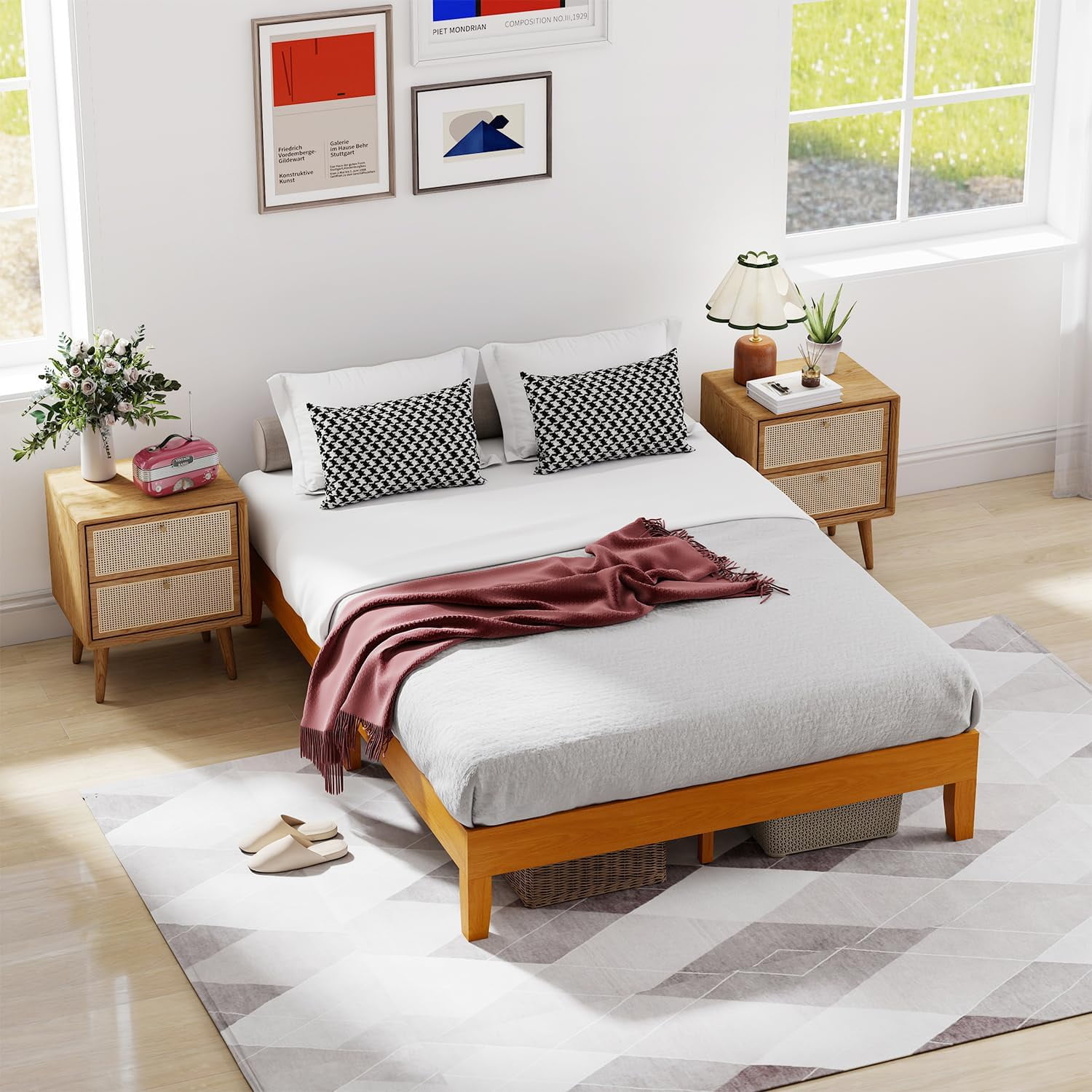 Click here for Fdw Solid Wood Platform Bed Frame Full Size  Sturd... prices