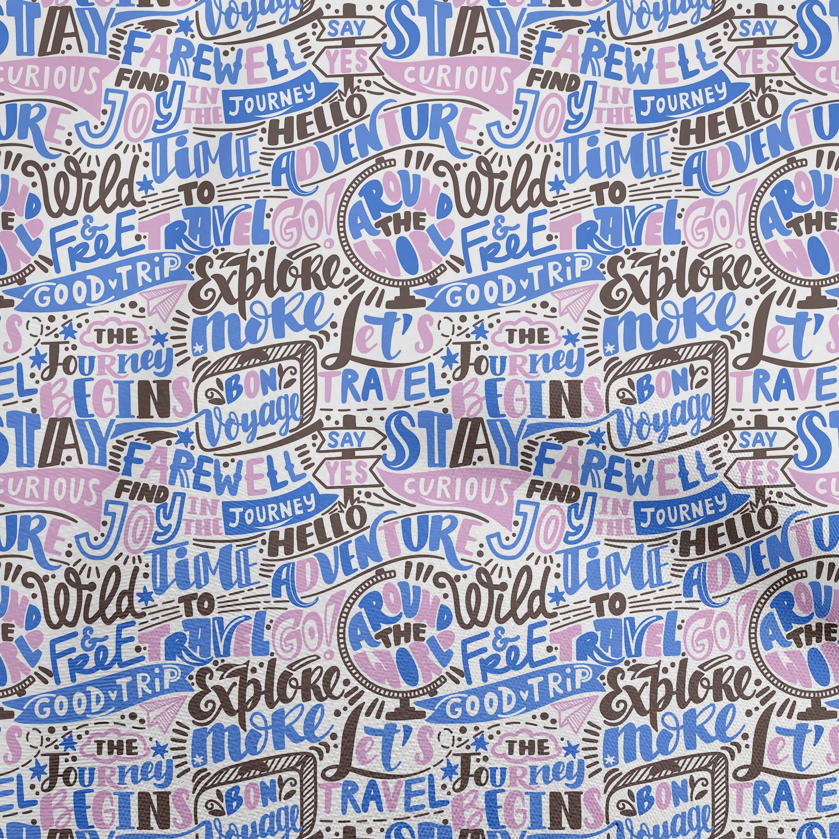 oneOone Velvet Blue Fabric Writing Text Fabric For Sewing Printed Craft ...