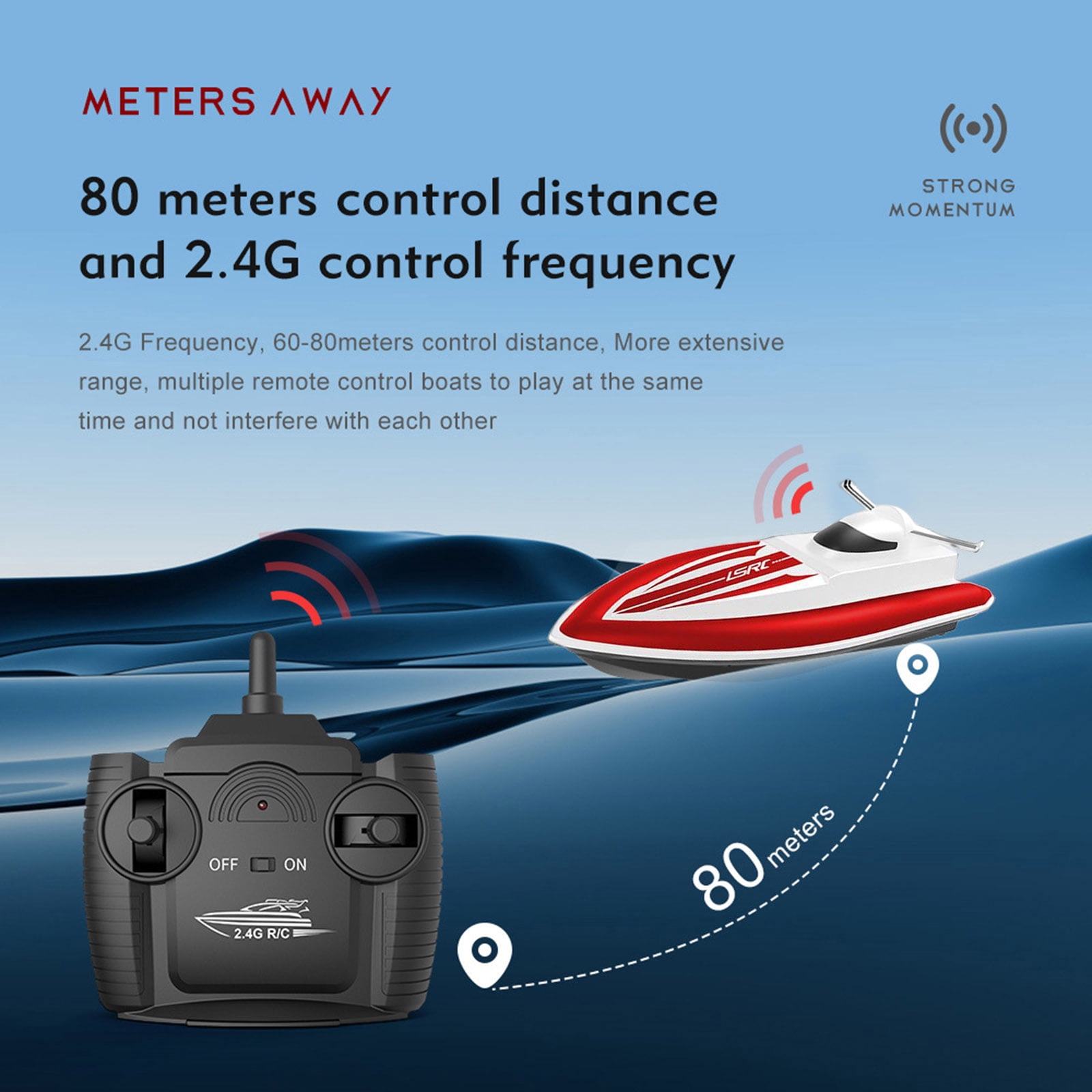 Lancha Rc 2.4G RC Ship Control Distancia 80m Velocidad máxima 20km / h ...