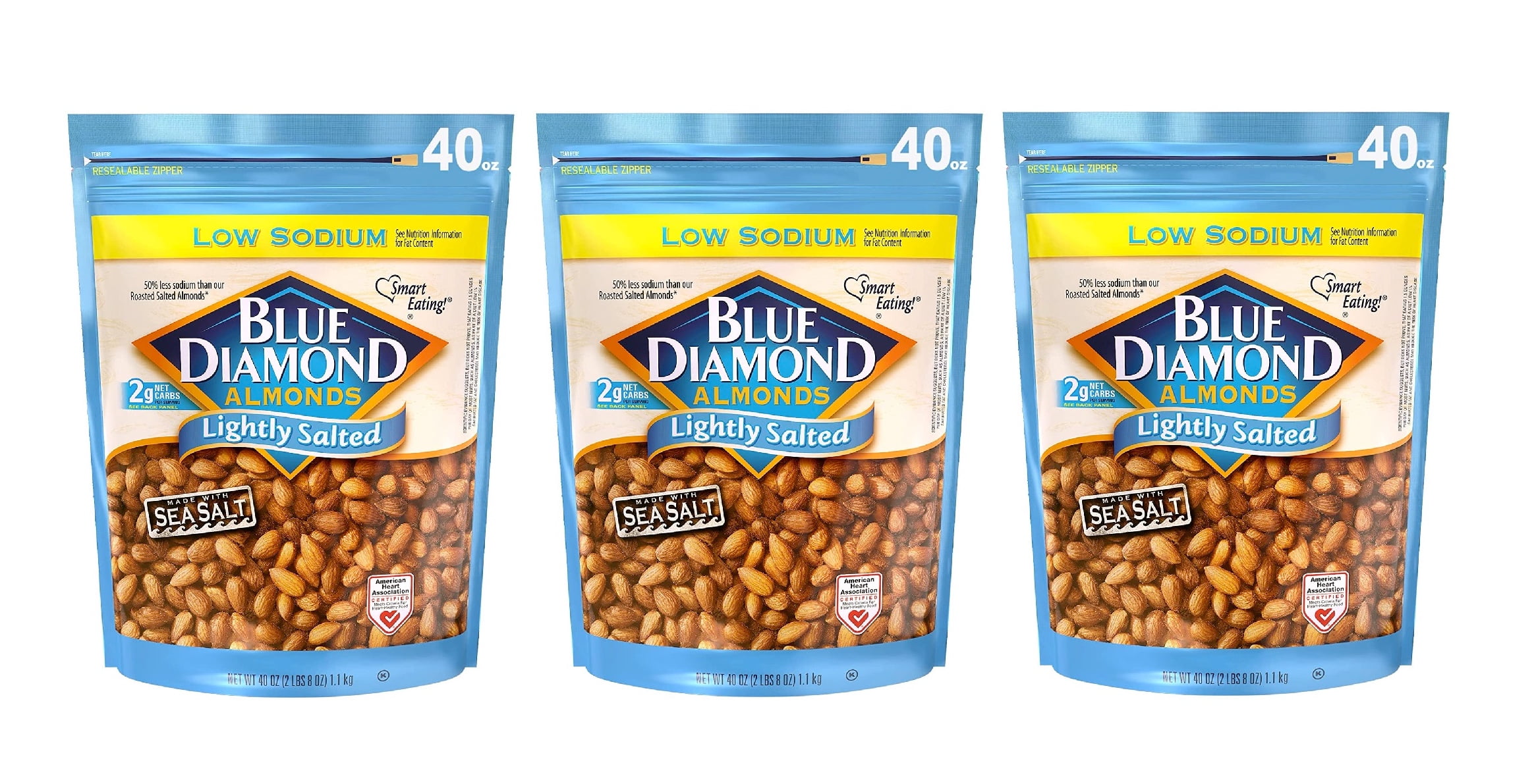 Blue Diamond Lightly Salted Whole Almonds (40 oz.) 3PK - Walmart.com