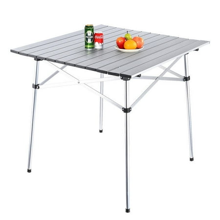 28" x 28" Camping Table, Portable Square Aluminum Folding Picnic Table ...