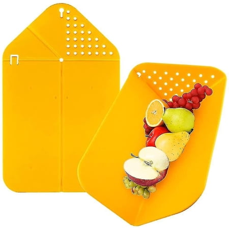 2 Pieces Folding Chopping Boards, Plastic Chopping Board With Drainage ...