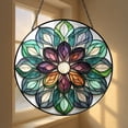 Boho Mandala Window Hanging Suncatcher, Faux Stained Glass Geometric ...