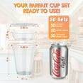 50 Sets 12 oz Clear Plastic Parfait Cups with Insert & Flat lids ...