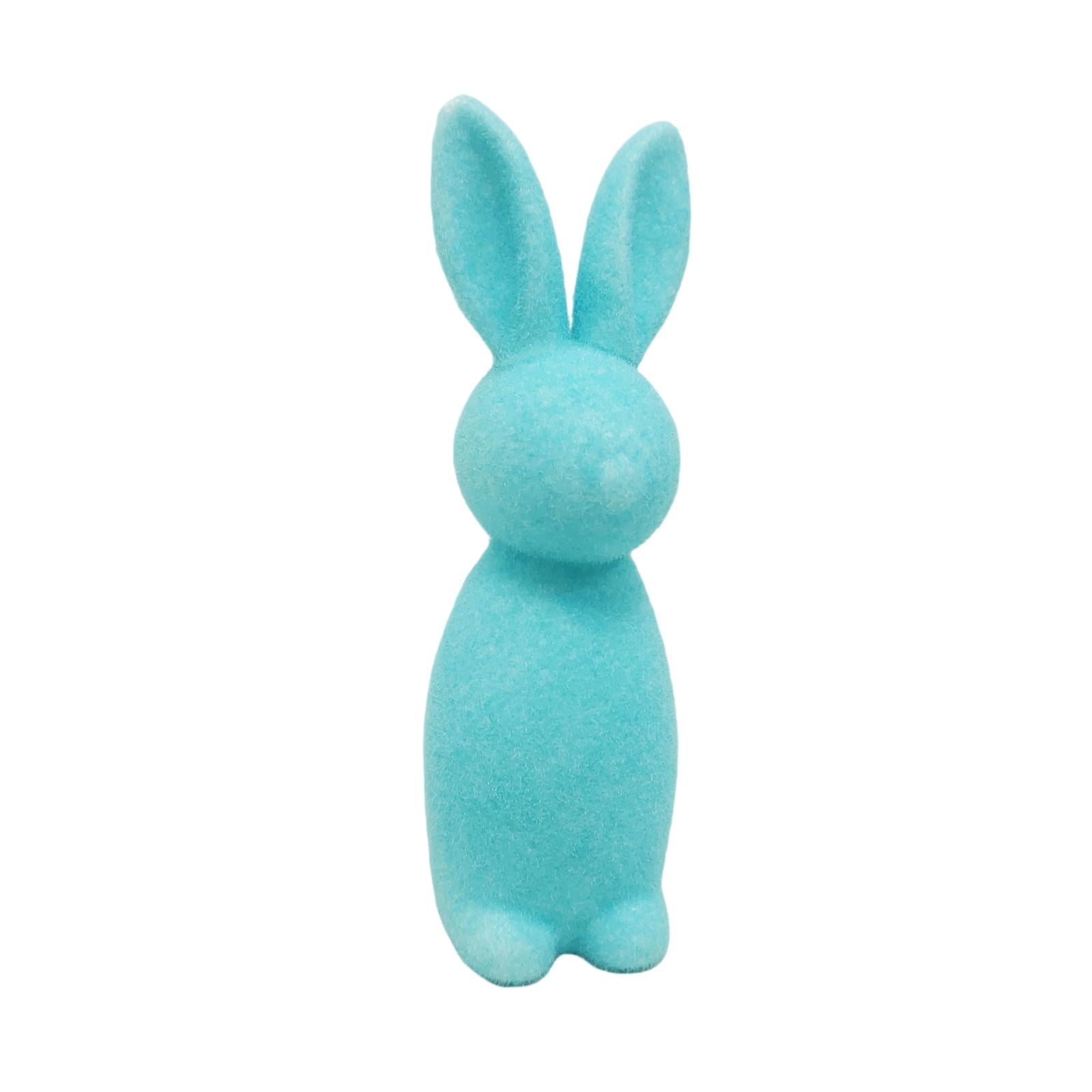 Adorno de mesa con conejito de Pascua flocado, bonito adorno de Pascua ...