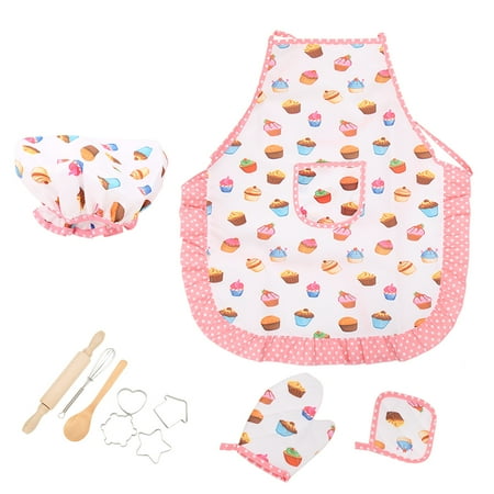 Kitchen Costume Role Play Set for Kids Girls Apron Chef Hat Baking ...