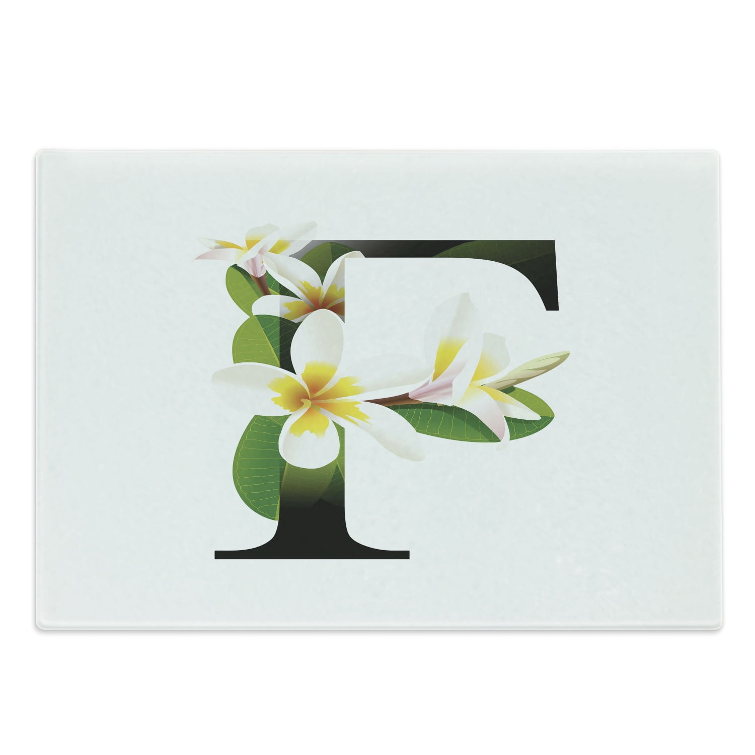 Letter F Cutting Board, Frangipani Lively Green Leaves Vibrant Color ...