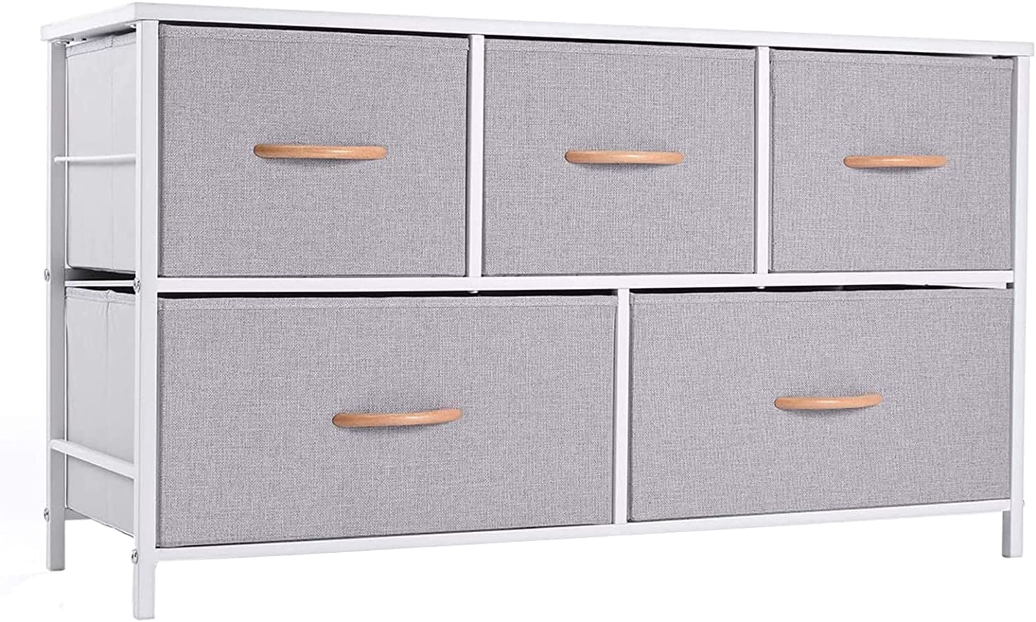 Storage Dresser for Bedroom, 5 Fabric Drawers Wide Chest of Drawers ...