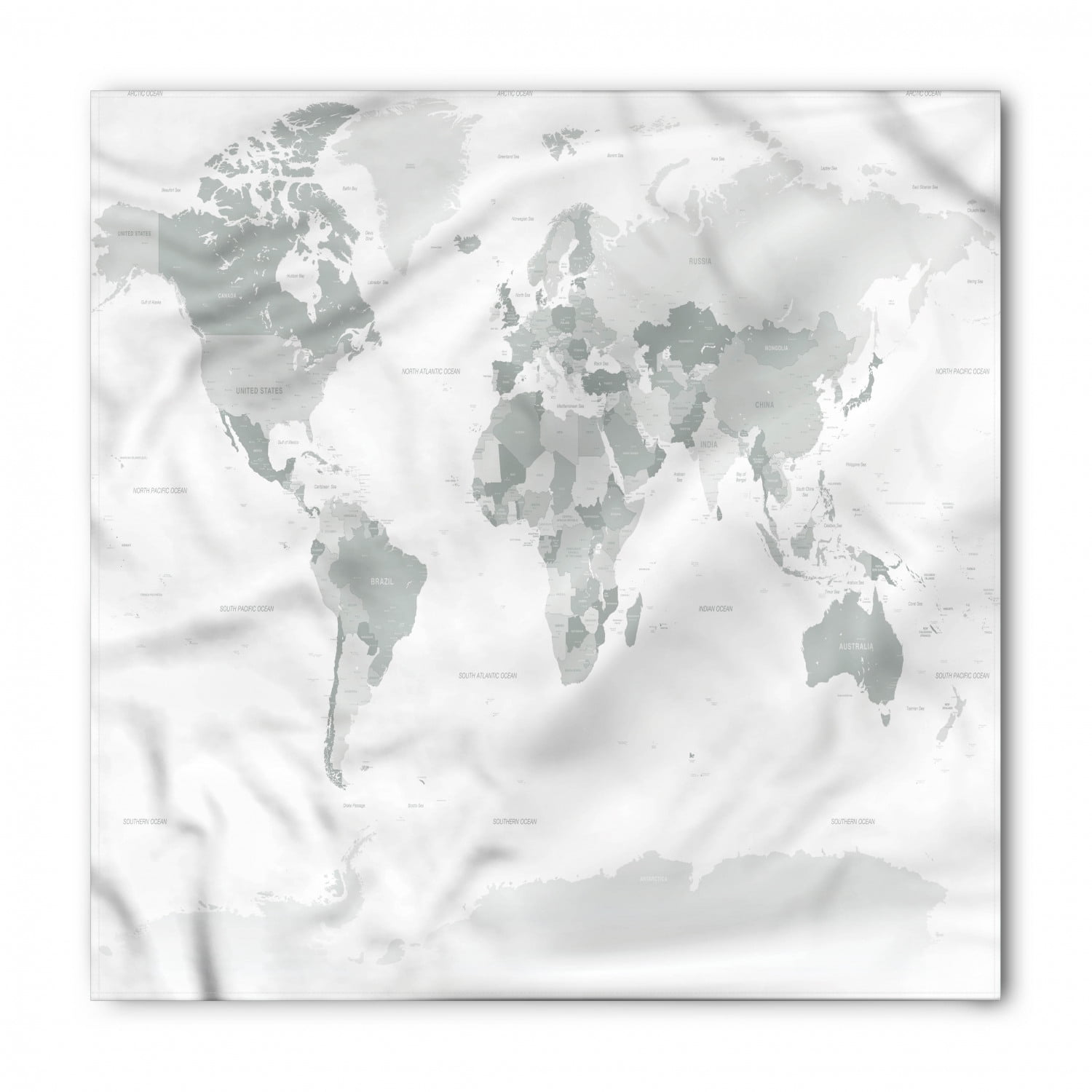 Grey Bandana, World Map Continent Earth, Unisex Head and Neck Tie, by ...