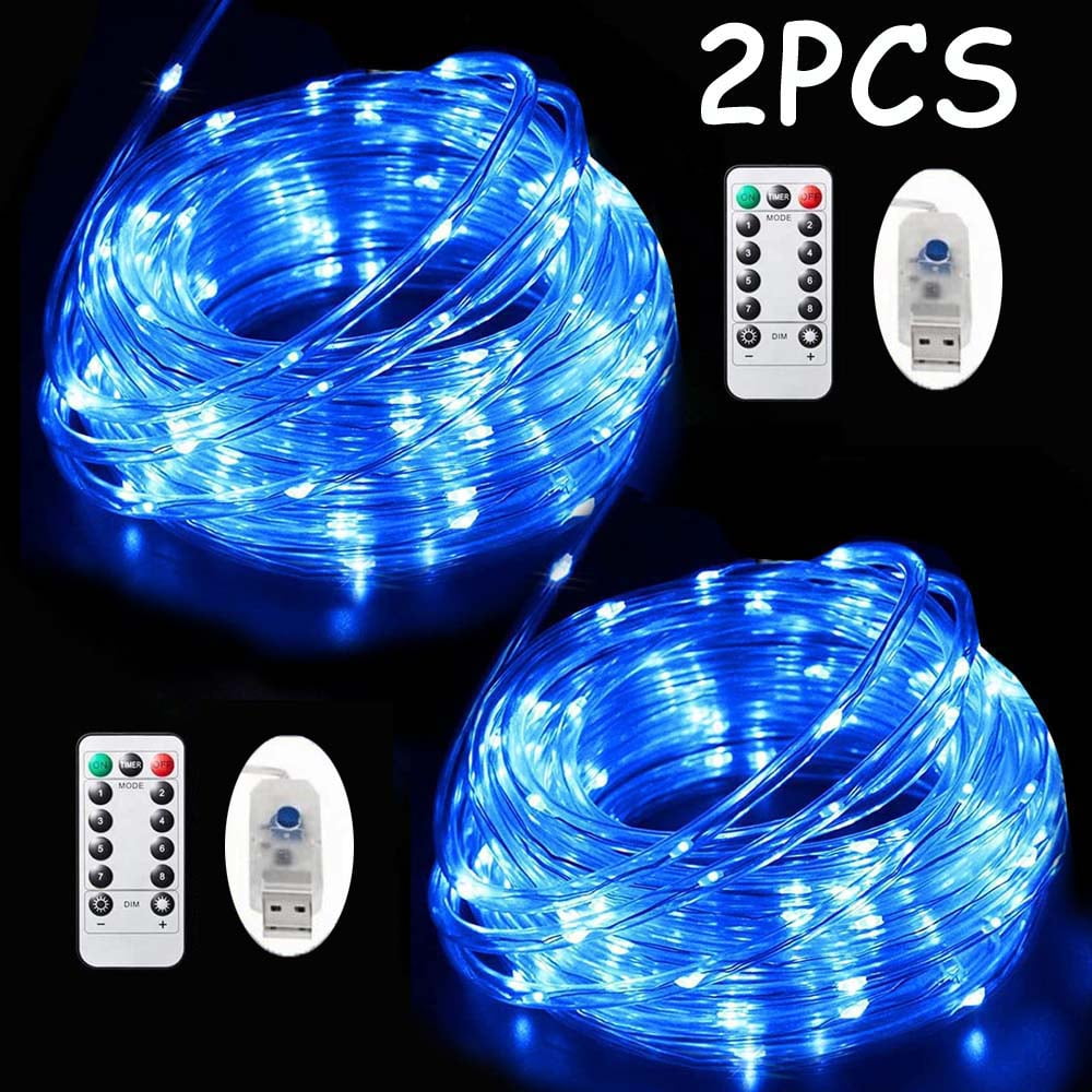 2 Pack Outdoor Waterproof Rope Lights USB Plug 100 LEDs Copper Wire ...