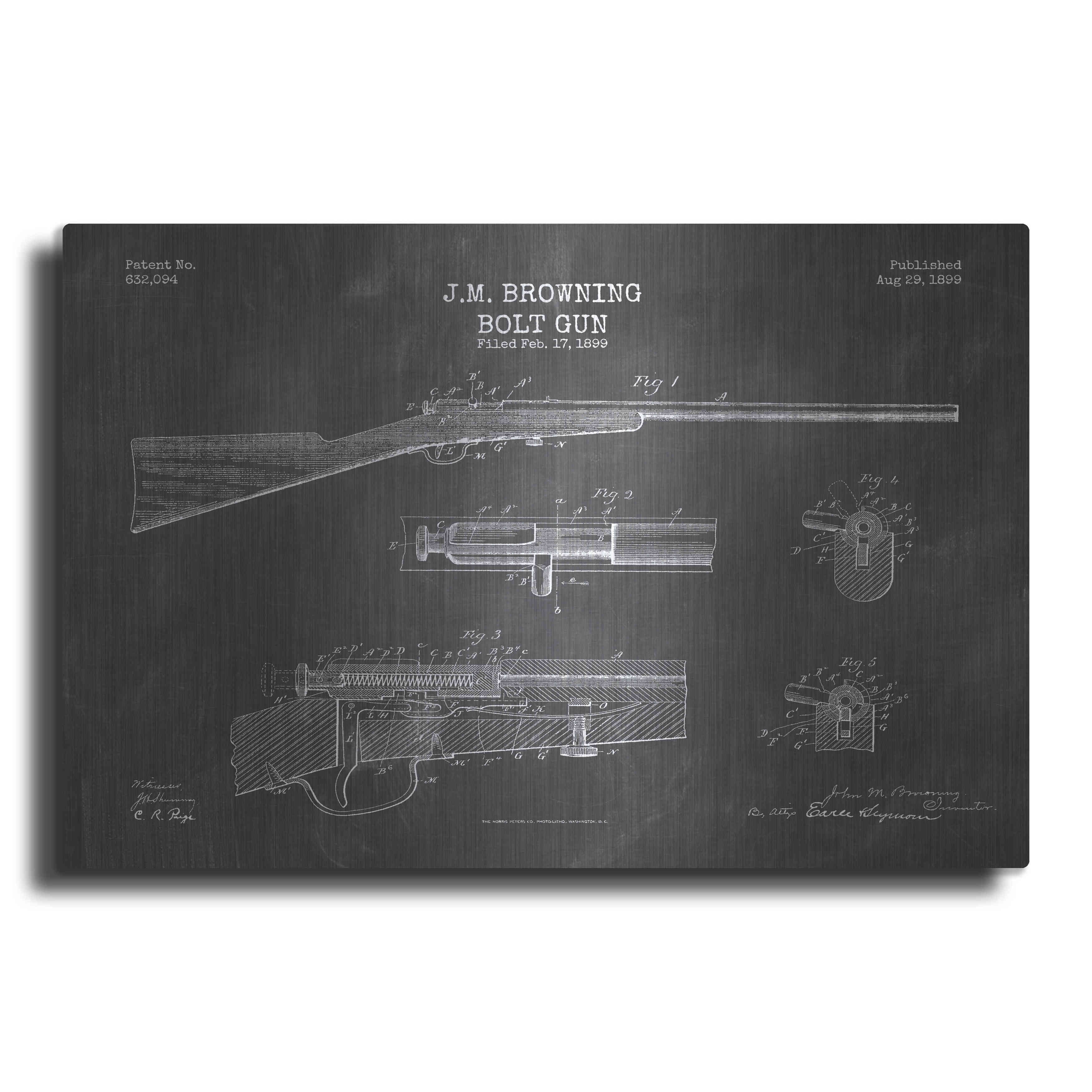 Luxe Metal Art 'Rifle Blueprint Patent Chalkboard' Metal Wall Art, 36 ...