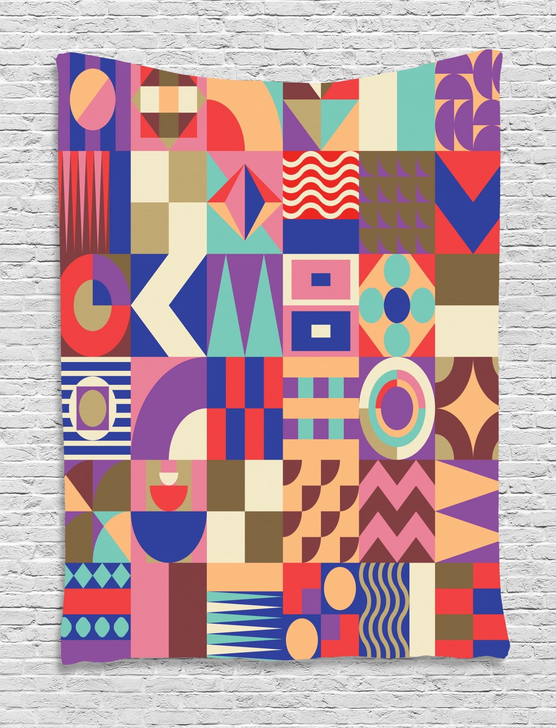 Geometric Tapestry, Patchwork of Geometric Mosaic Tiles Including ...