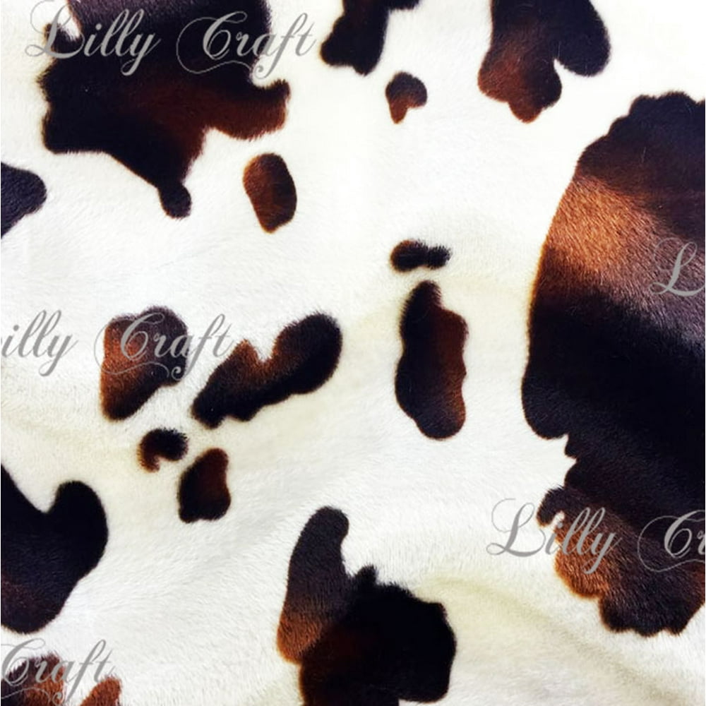 Velboa Brown and Tan Cow Print Low Pile Faux Fur Fabric 58”/60” Sold by ...