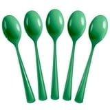 100 Count Disposable Spoons - Heavy Weight Emerald Green Plastic Spoons ...