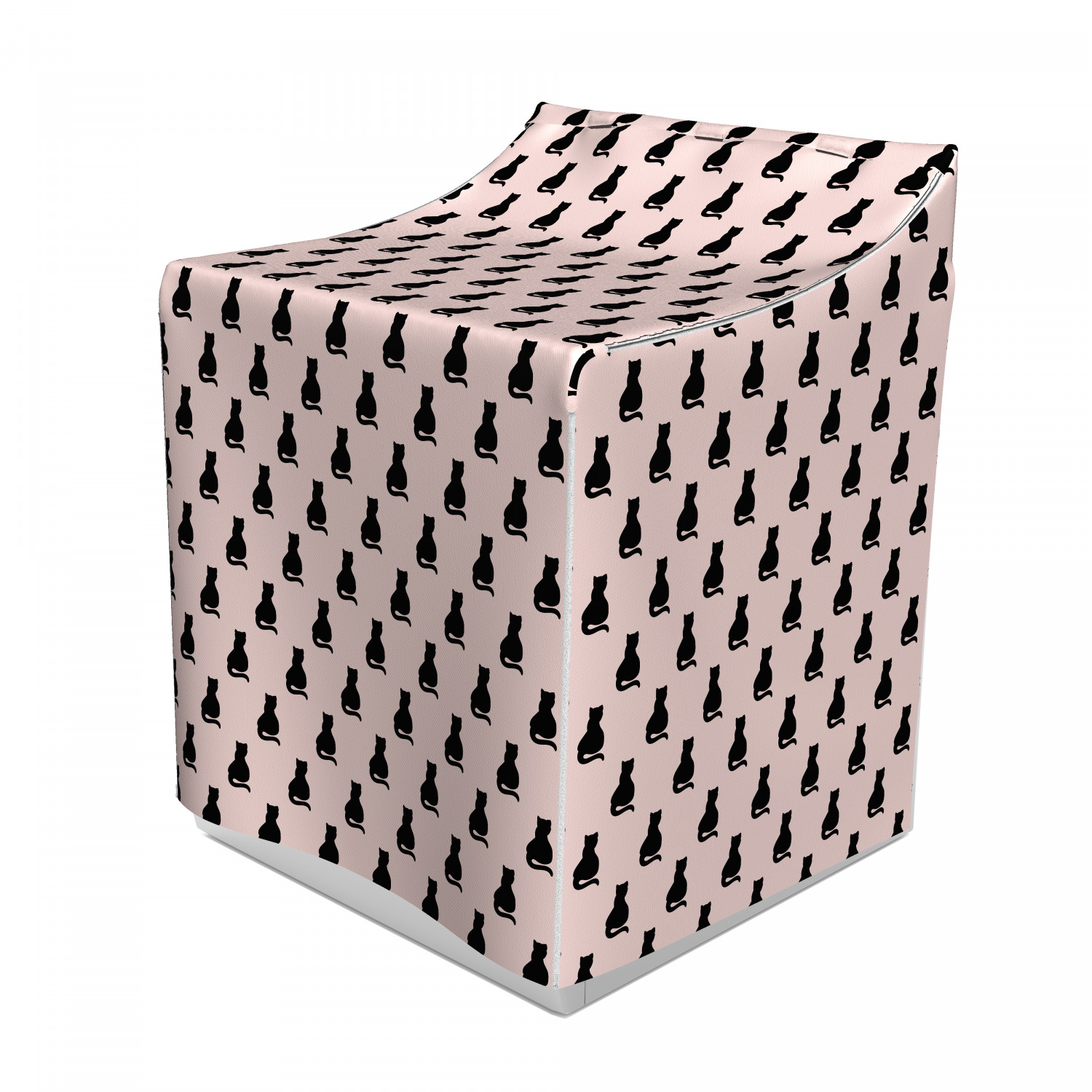 Cat Washer Cover, Black Cat Silhouettes on Pink Background Girlish Hand ...