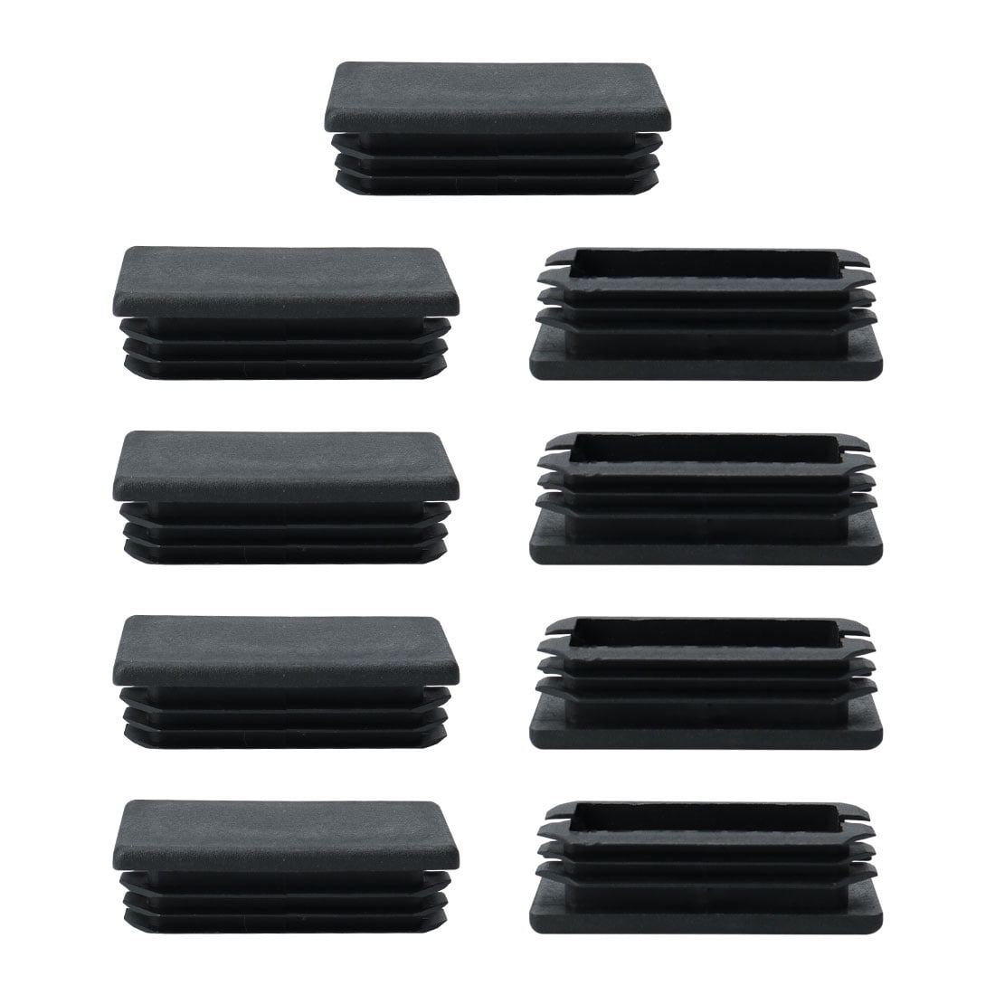 30 x 60mm Tube Inserts Plastic Rectangle Ribbed Pipe Tubing End Cover ...