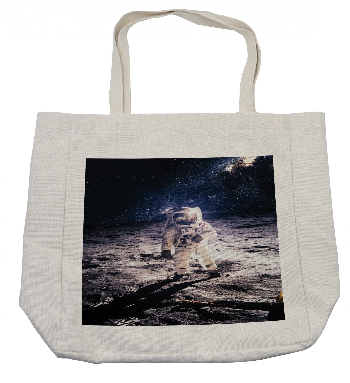 Space Shopping Bag, Spaceman on Moon Surface Orbit Science Exploring ...