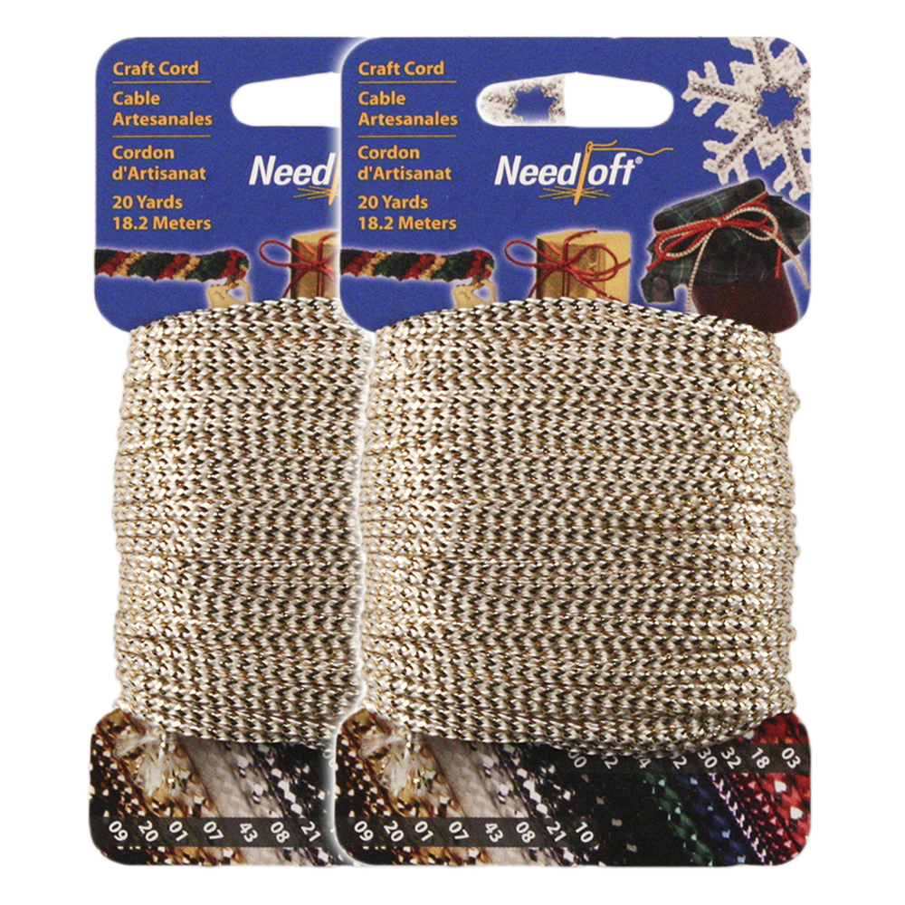 Needloft Craft Cord - #07 Metallic White/Gold - 2 Pack (2x20yds) = 40 ...