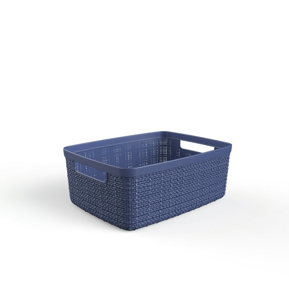 Curver Jute Basket, Small Resin Storage Bin, Blue - Walmart.com