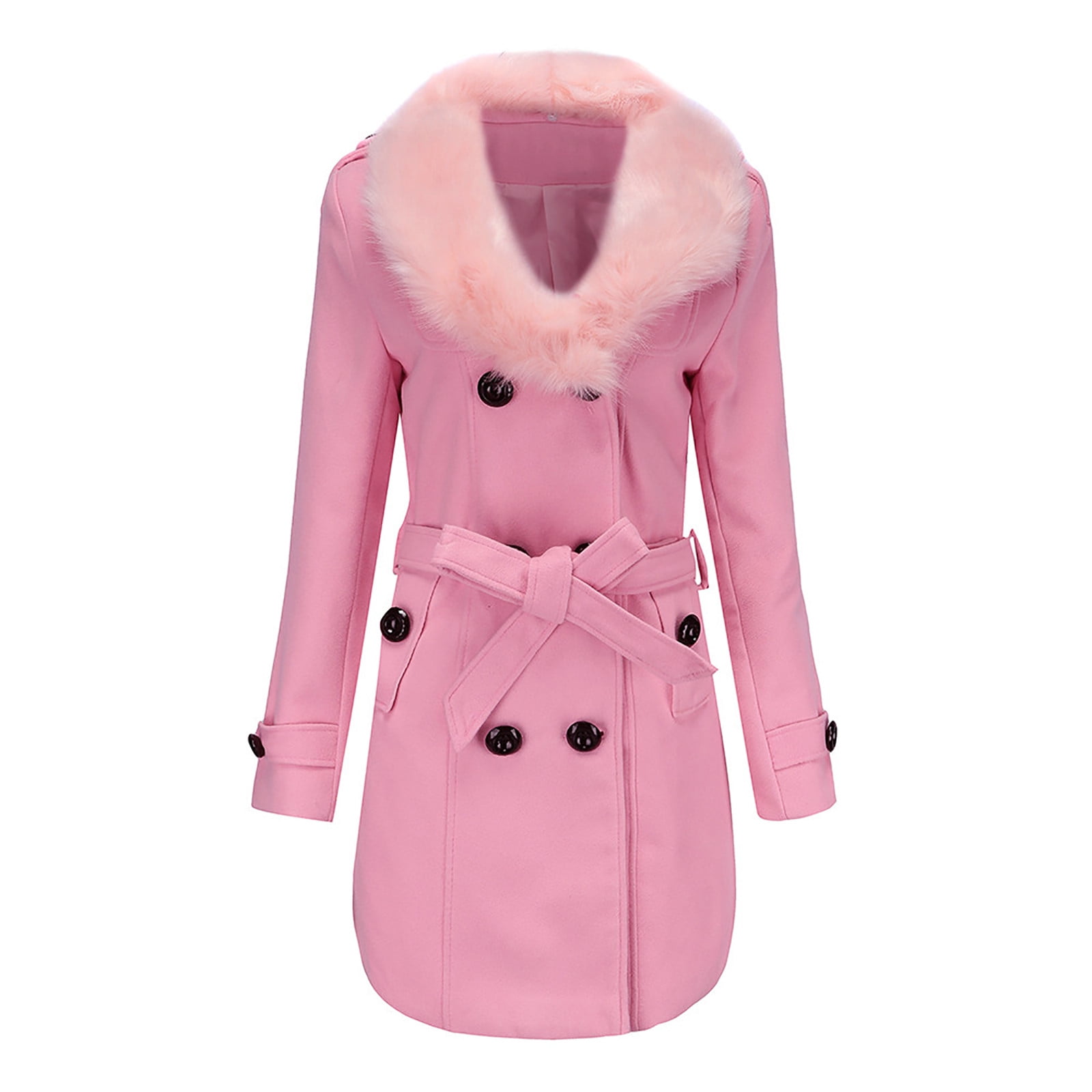 Click here for Qetyuw Womens Winter Trench Coat Faux Fur Collar L... prices