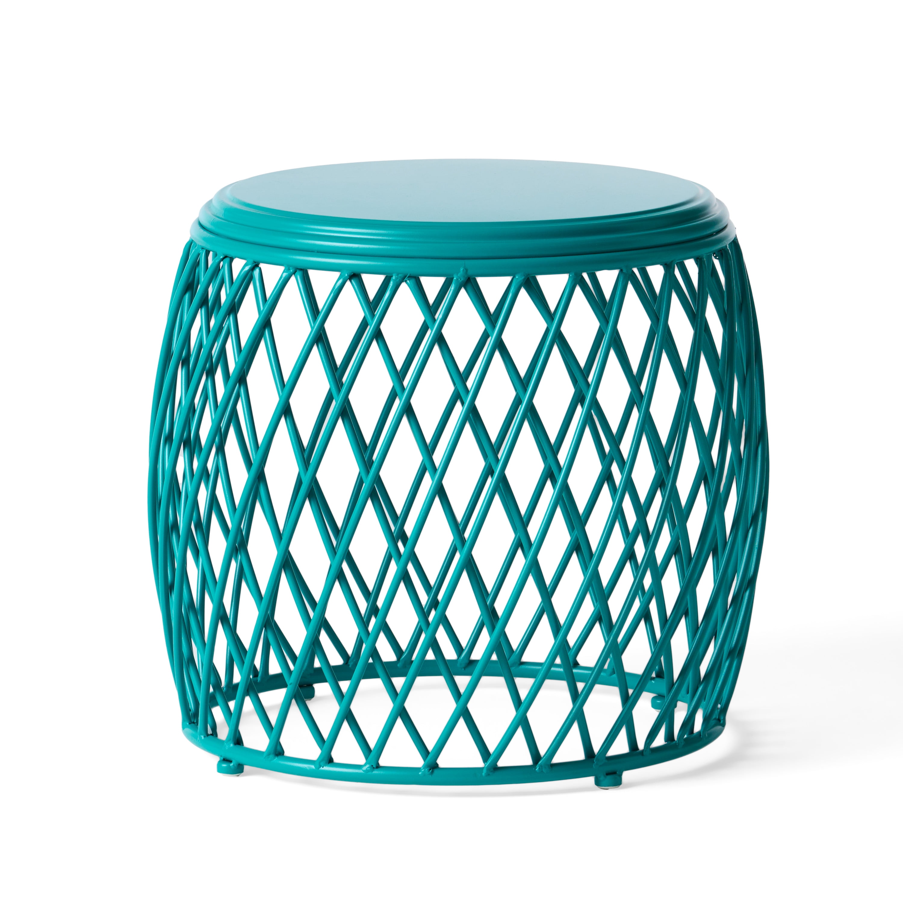 GDF Studio Brassel Outdoor Metal Mesh 19 Inch Side Table, Matte Teal ...