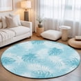 Cyan Leaf 3FT Round Area Rugs Modern Cyan Palm Leaf Monstera Soft Small ...