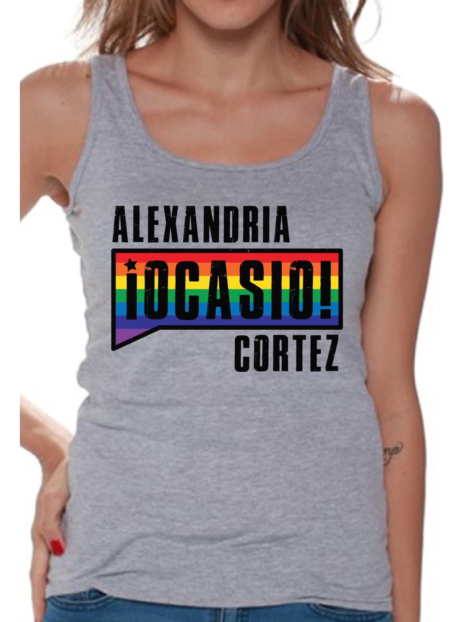 Awkward Styles Alexandria Ocasio Women's Tanks AOC Tank Top Rainbow ...