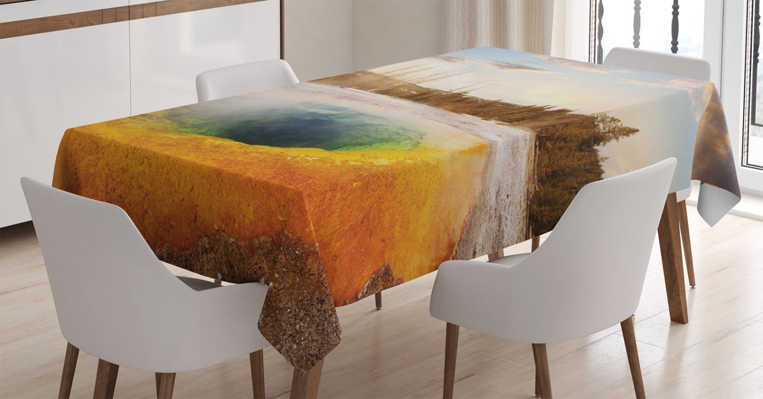 Ambesonne Yellowstone Tablecloth Rectangular Table Cover, Morning Pool ...