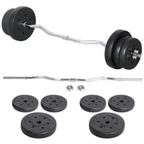 FIXTECH 66LB 2 in 1 Olympic Adjustable Weight Set with Curl bar Used As ...