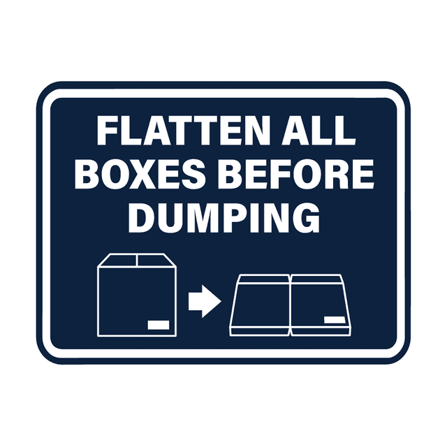 Signs ByLITA Classic Framed Flatten All Boxes Before Dumping Sign (Navy ...
