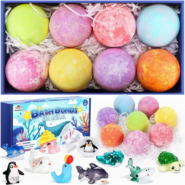 Bath Bombs for Kids with Surprise Inside, 8 Pack Handmade Bath Fizzies ...