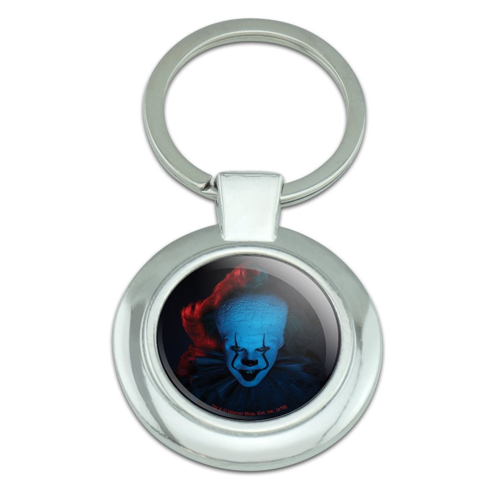 IT: Chapter 2 Blue Pennywise Keychain Classy Round Chrome Plated Metal ...