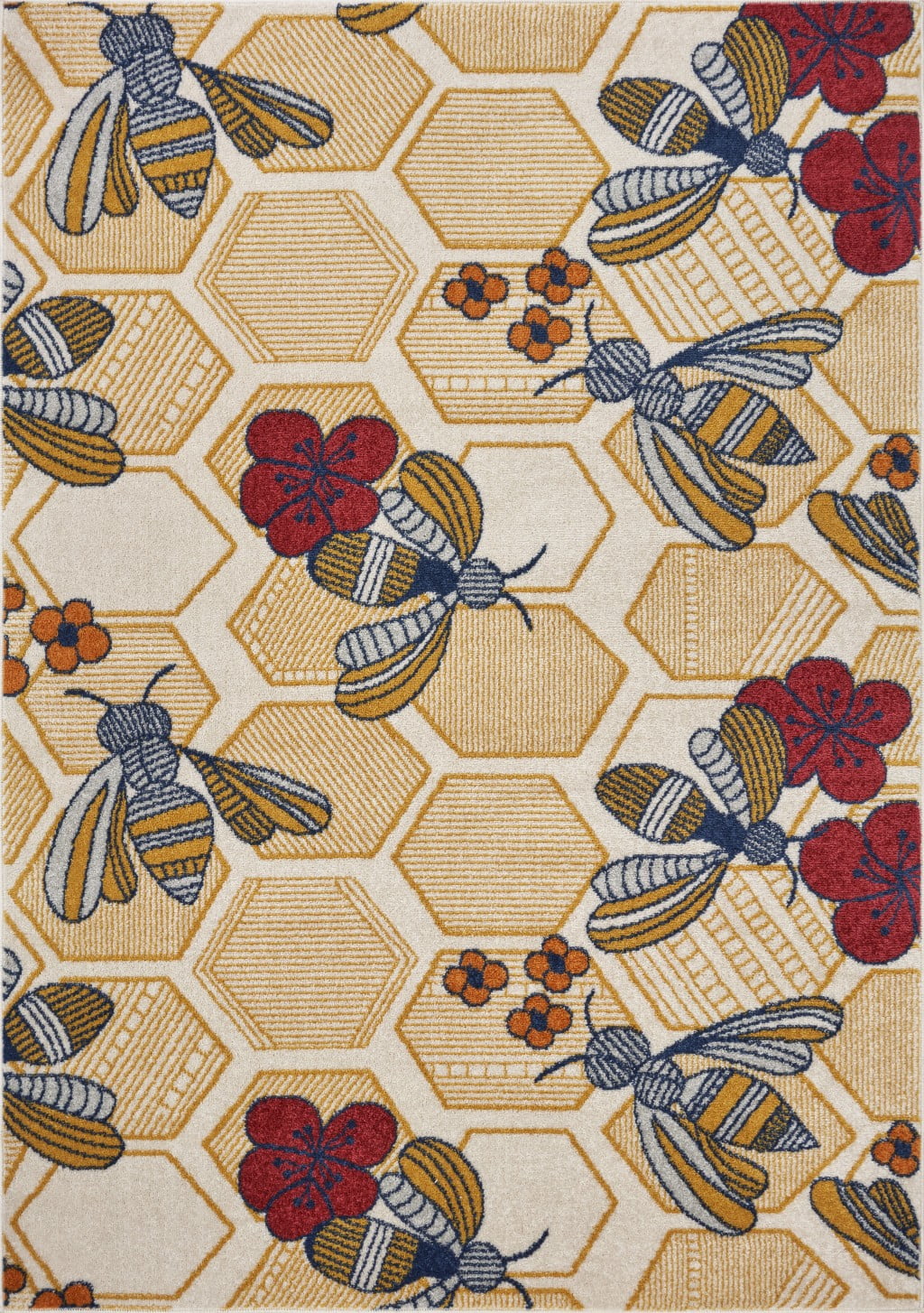 5’ x 7’ Gold and Ivory Bustling Bee Area Rug - Walmart.com