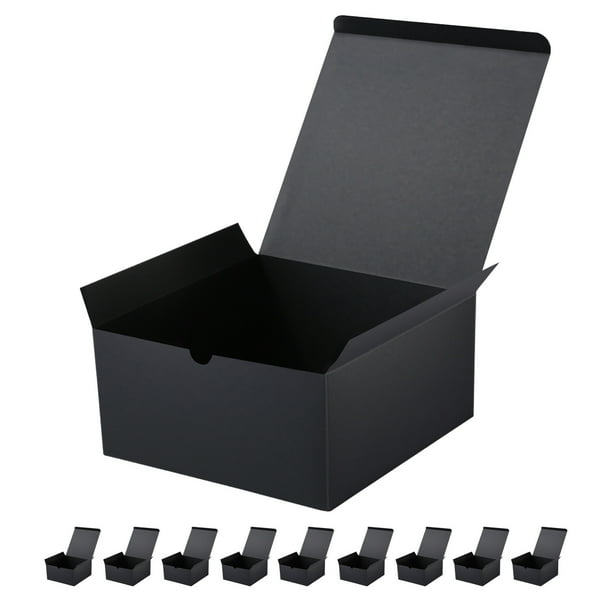 PKGSMART 10 Gift Boxes with Lids, Black Gift Boxes Bulks for Wedding ...