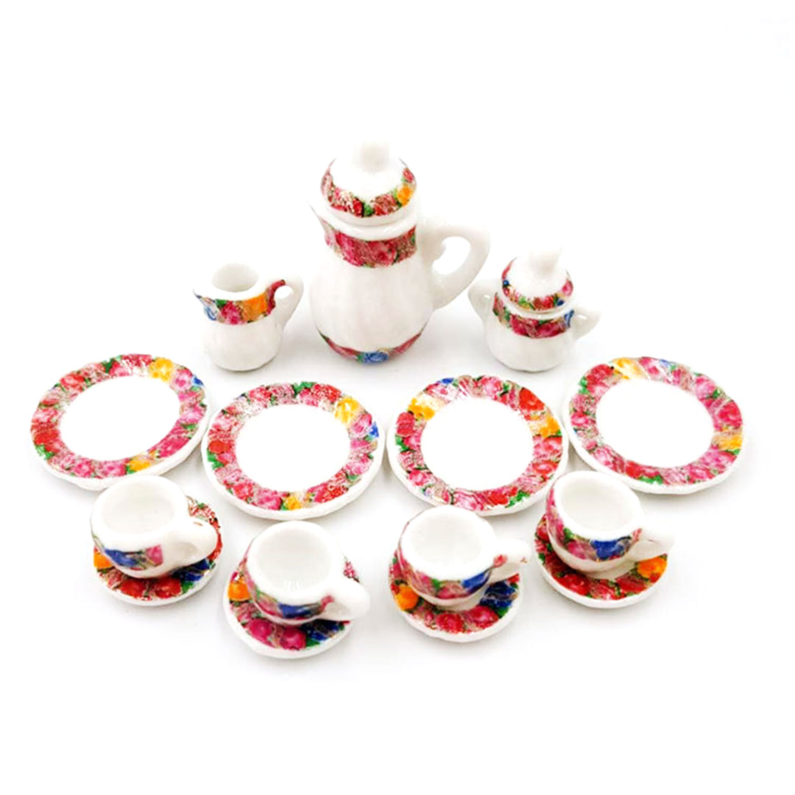 Realistic Tea Ware Tea Set Ceramics Cup Kids 1/12 Dollhouse Play House ...