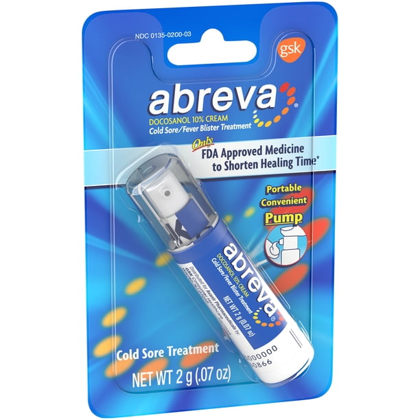 Abreva Cold Sore/Fever Blister Treatment Cream Pump 0.07 oz - Walmart.com