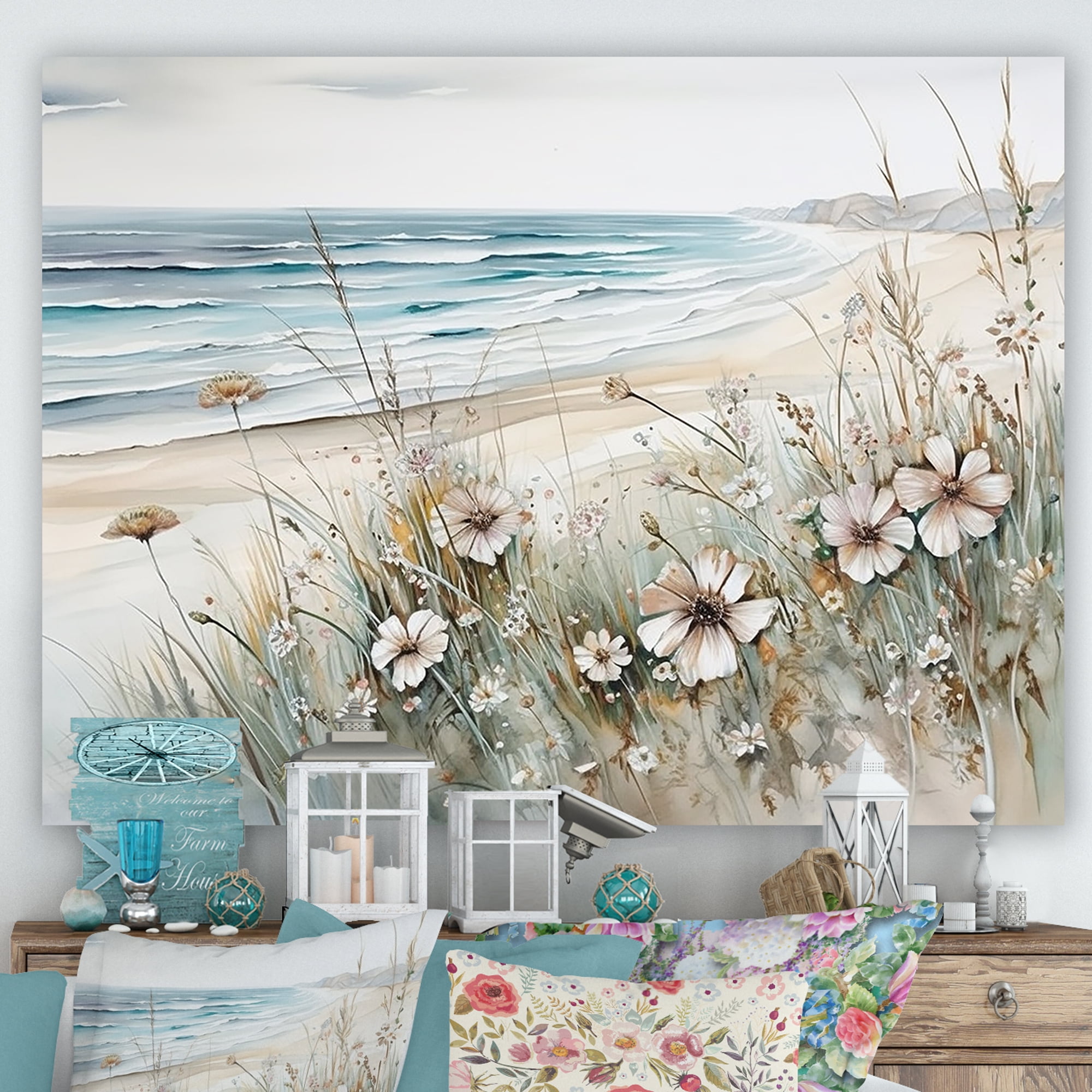 Click here for Designart Green Canvas Wall Art  Wildflowers Wall... prices