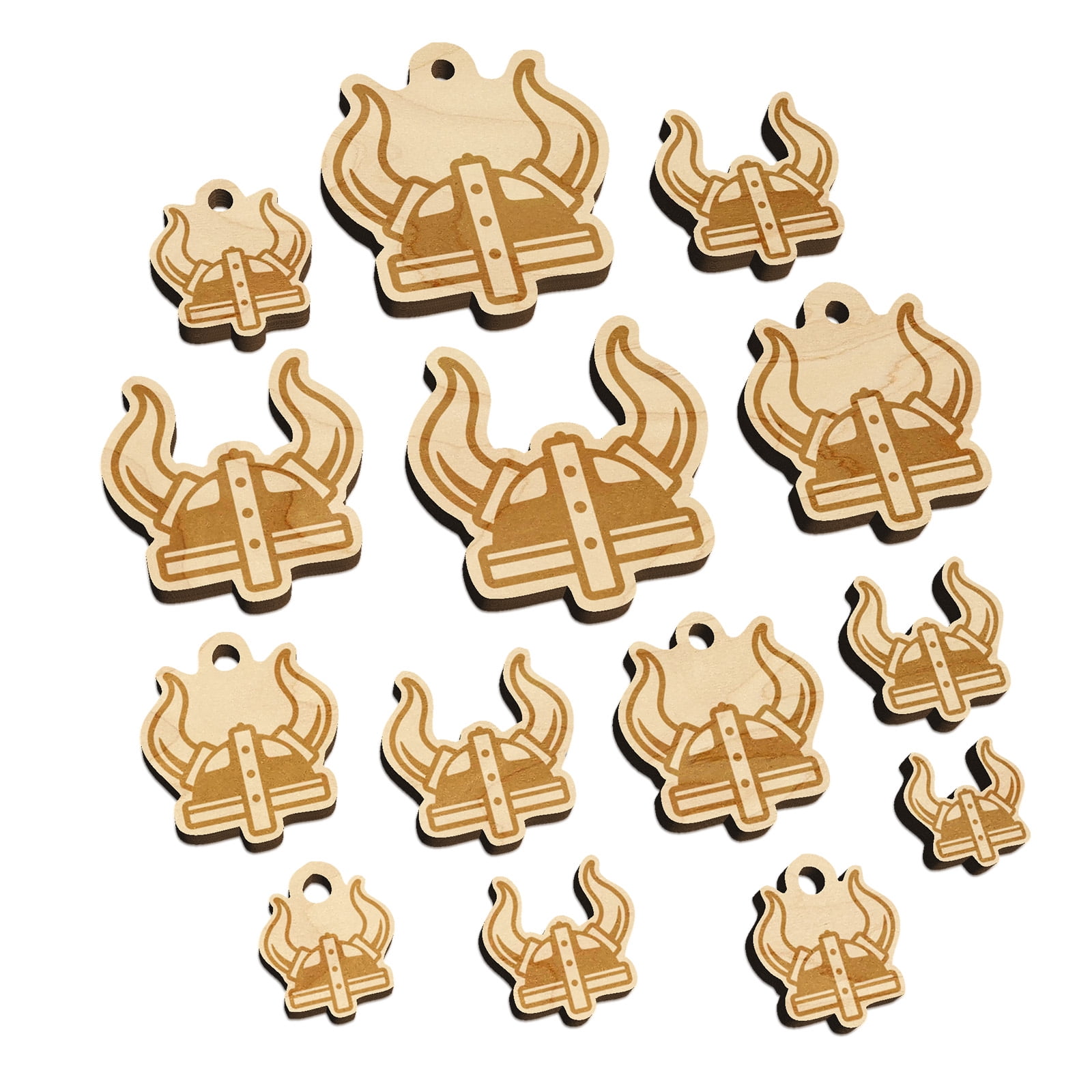 Viking Horned Helmet Wood Mini Charms Shapes DIY Craft Jewelry - With ...
