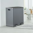 LAZY BUDDY 16 Gallon Dual Trash Can, Stainless Steel, Step-On Pedal, Recycling Compartments ...