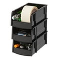 IRIS X-Small Plastic Open Front Stackable Storage Bin, Black, 12Pk ...